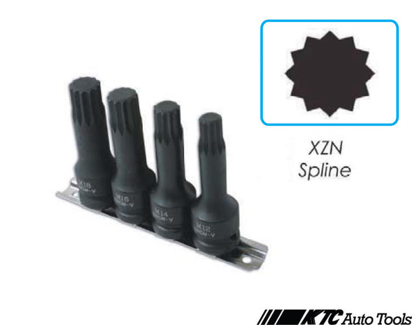 XZN Spline Impact Bit Sockets (Dr. 1/2") (4 PCS) – German Specialty Tools